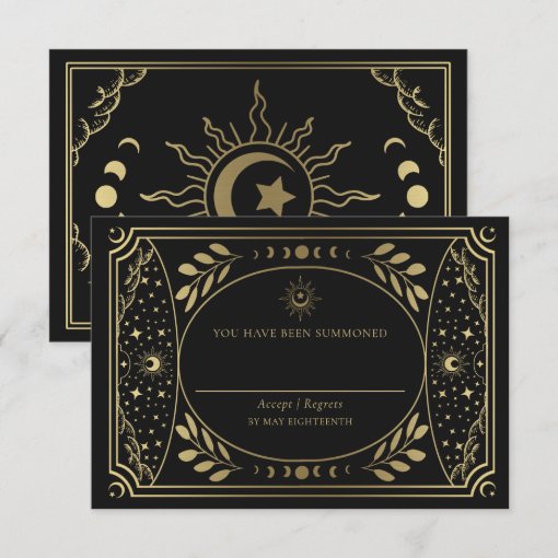 Gold Elegant Tarot Card Wedding RSVP | Zazzle