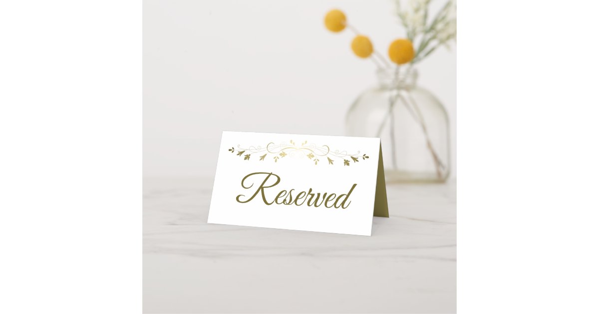 Gold Elegant Wedding Reserved Place Card | Zazzle