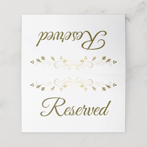 Gold Elegant Wedding Reserved Place Card | Zazzle