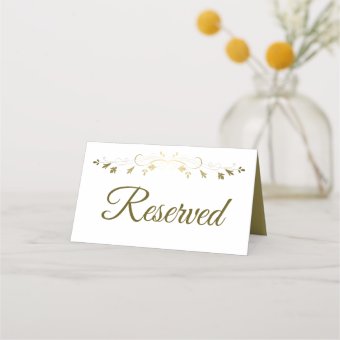 Gold Elegant Wedding Reserved Place Card | Zazzle