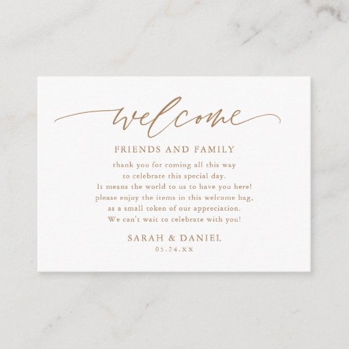 Gold Elegant Wedding Welcome Gift Bag Place Cards | Zazzle