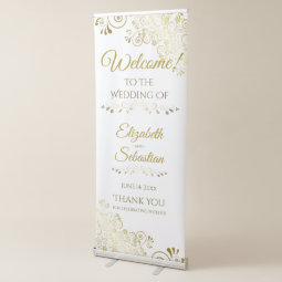 Gold Elegant Wedding Welcome Retractable Banner | Zazzle