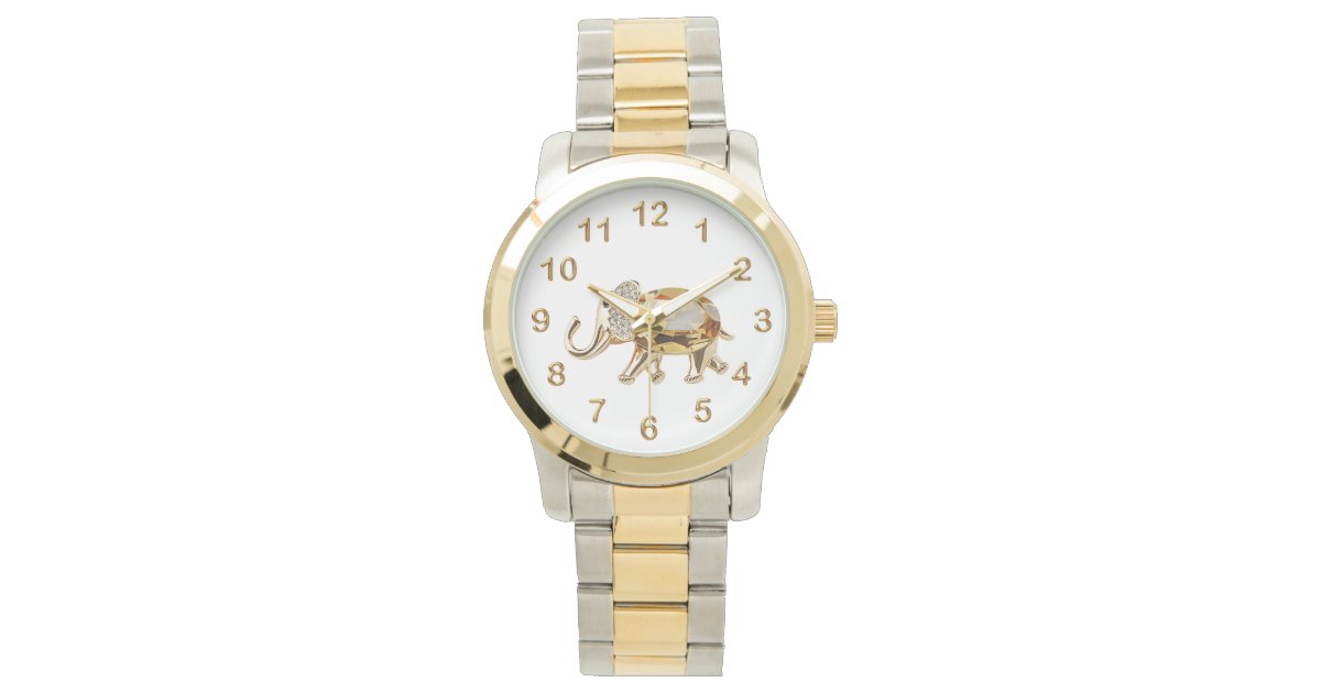 Gold Elephant Diamond glitter jewel look glam Watch | Zazzle