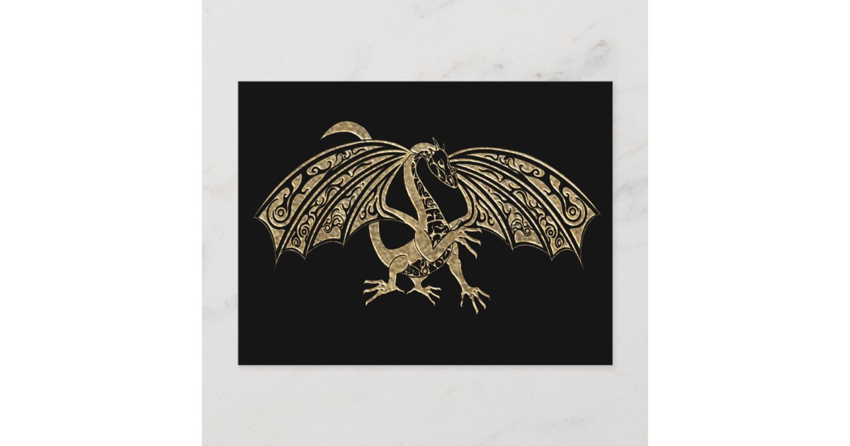 Gold Embossed Dragon Fantasy Postcard | Zazzle