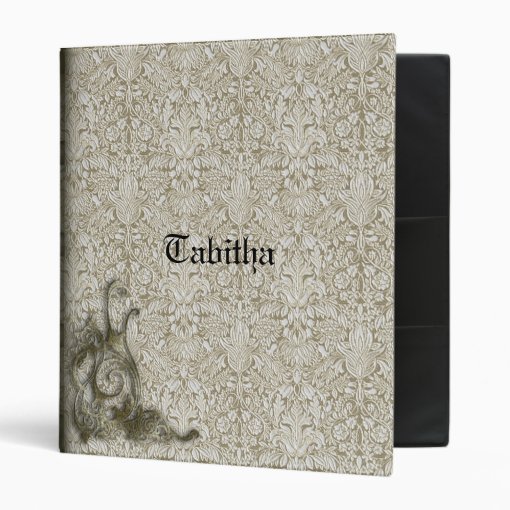 Gold Embossed Look Damask Binder | Zazzle