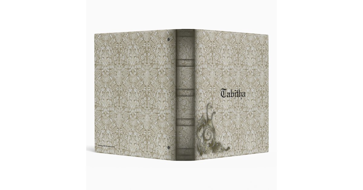 Gold Embossed Look Damask Binder | Zazzle