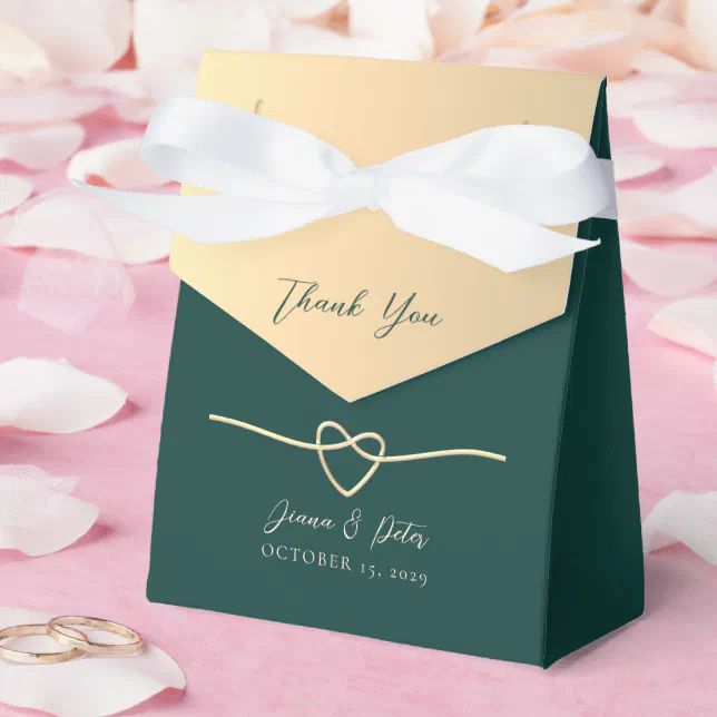 Gold Emerald Green Wedding Favor Box | Zazzle