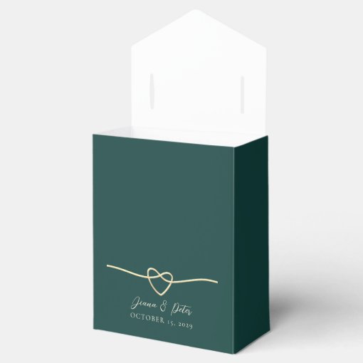 Gold Emerald Green Wedding Favor Box | Zazzle