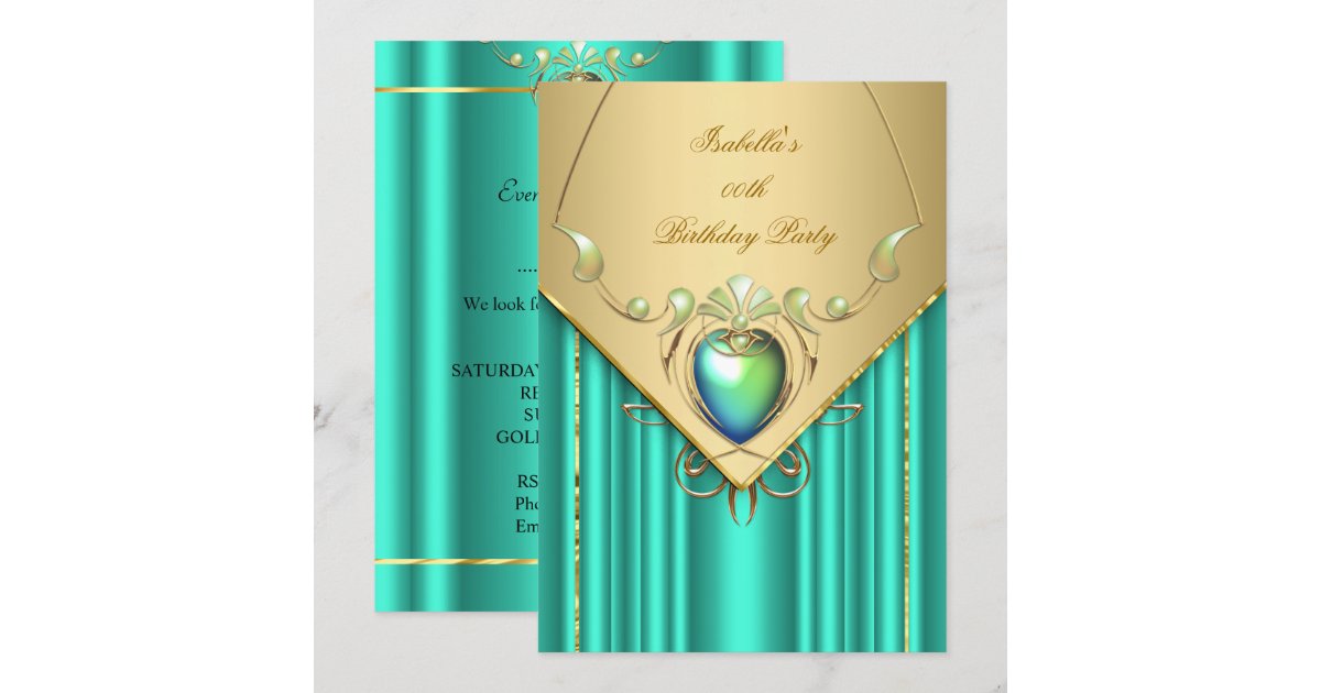 Gold Emerald Jade Green Birthday Party Invite | Zazzle