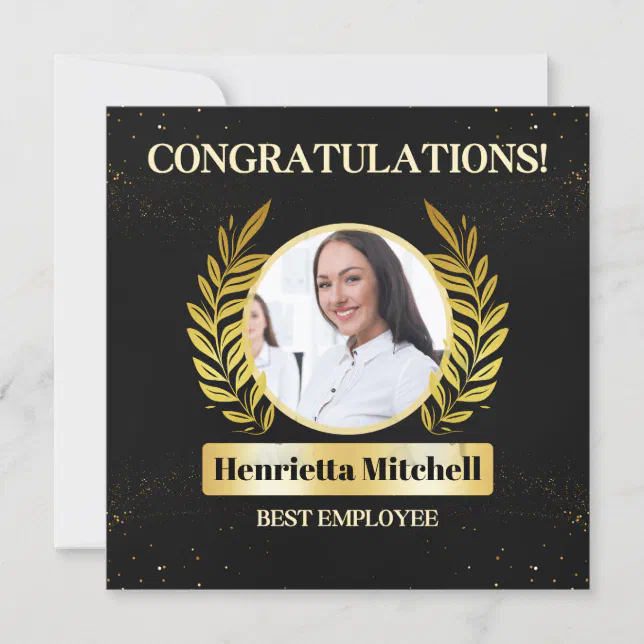 Gold Employee of the month recognition award card | Zazzle