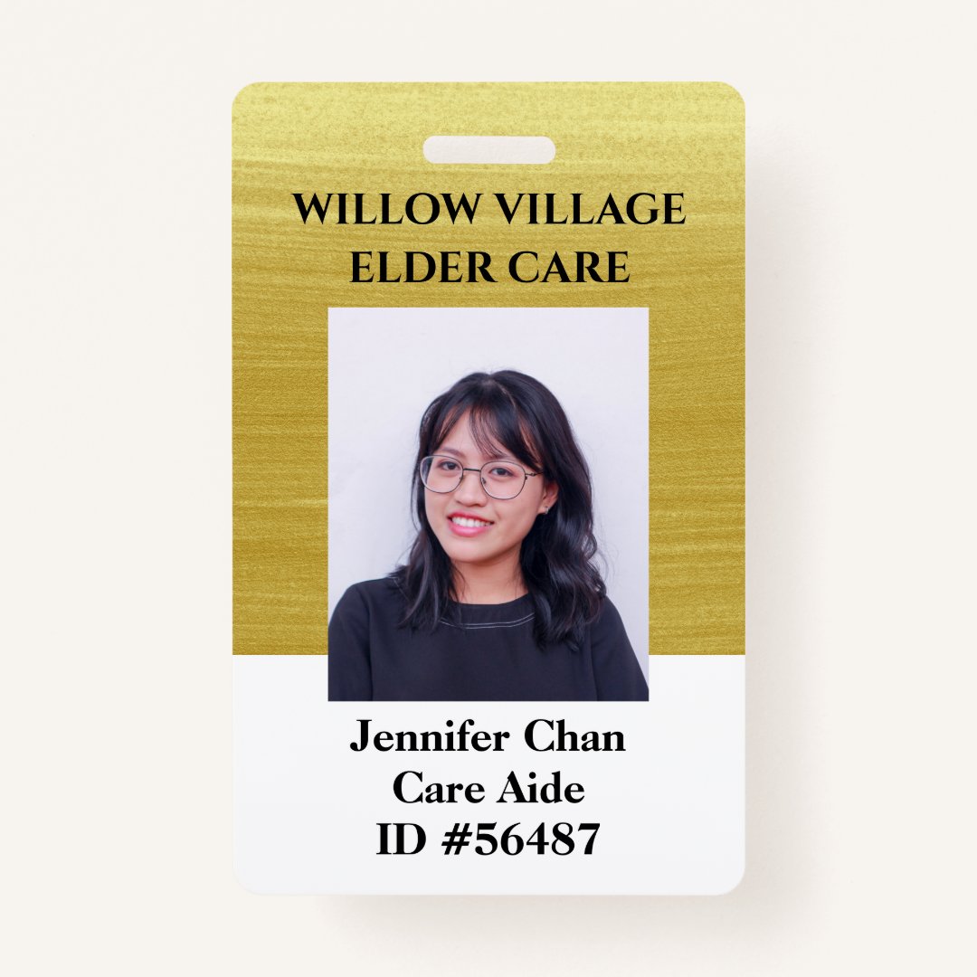 Gold Employee Staff Photo ID With Name Badge | Zazzle