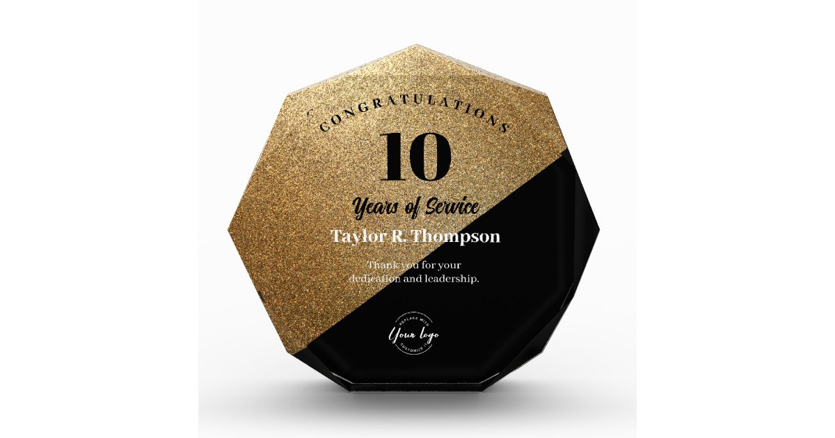 Gold Employee years of service recognition logo Acrylic Award | Zazzle