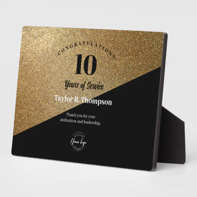Gold Employee years of service recognition logo Plaque | Zazzle