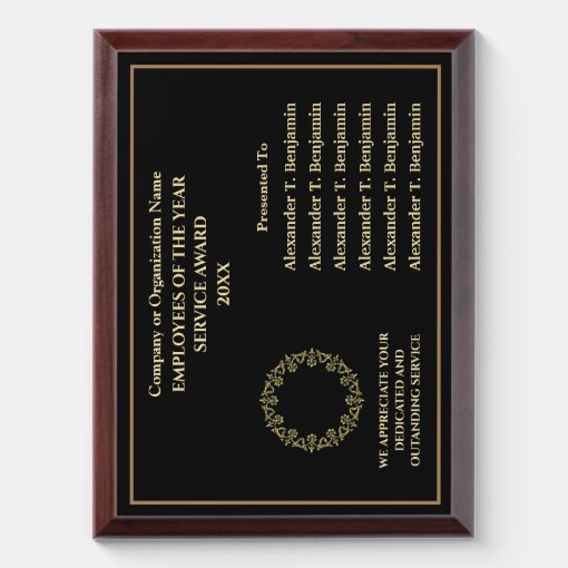 Gold Employees Of The Year Appreciation Logo Award Plaque | Zazzle