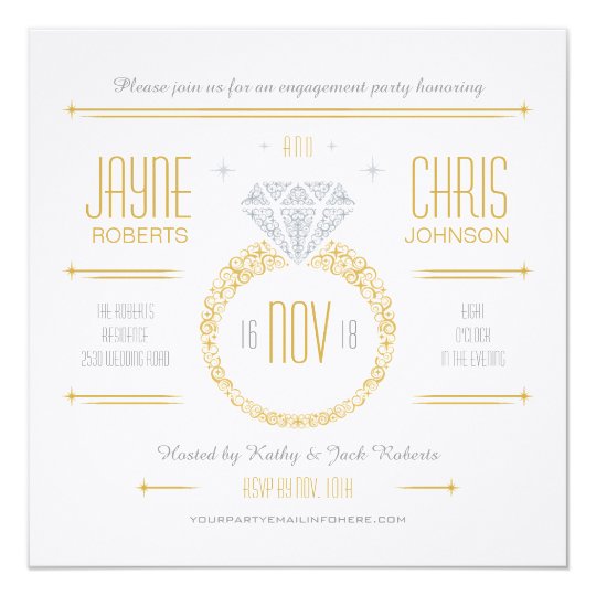 Gold Engagement Ring Party Invitation | Zazzle.com