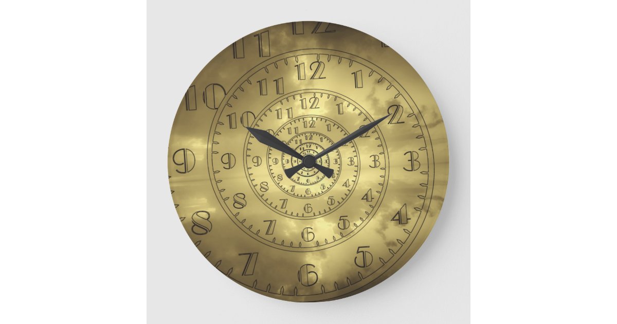 Gold Eternal Clocks, Spiral Large Clock | Zazzle