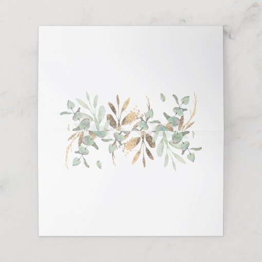 Gold Eucalyptus Leaves Greenery Elegant Modern Place Card | Zazzle