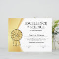 Gold Excellence in Science Certificate Award | Zazzle