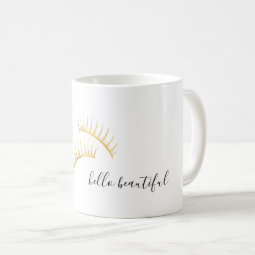 Gold Eyelashes Hello Beautiful Coffee Mug | Zazzle