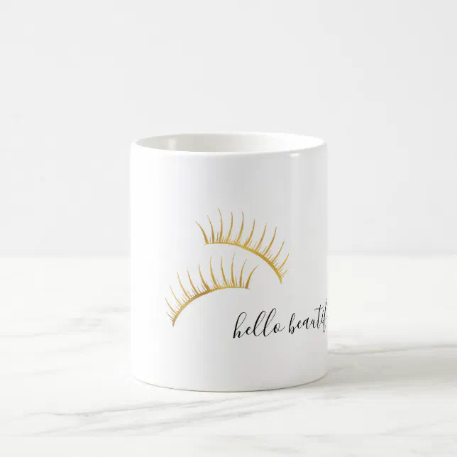 Gold Eyelashes Hello Beautiful Coffee Mug | Zazzle