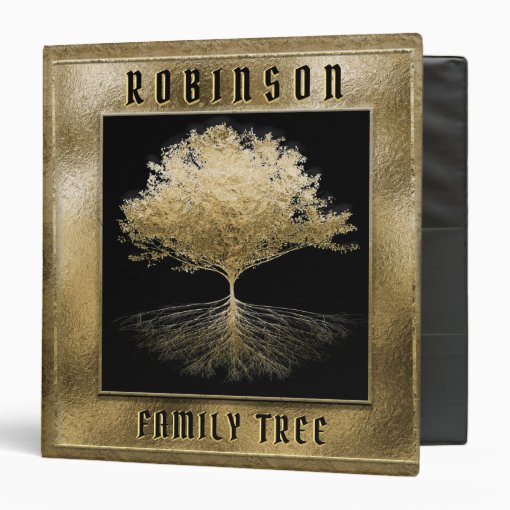 Gold Family Tree 3 Ring Binder | Zazzle