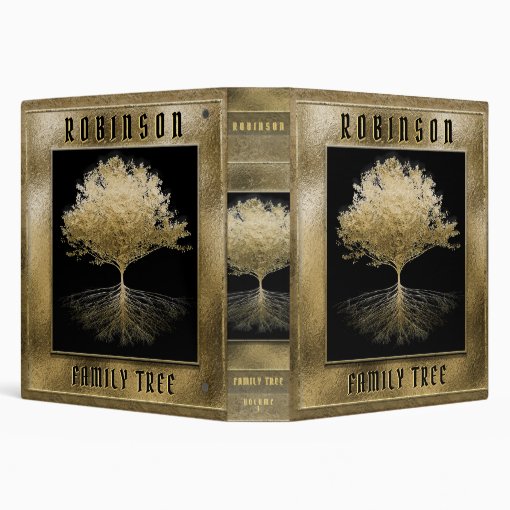 Gold Family Tree 3 Ring Binder | Zazzle