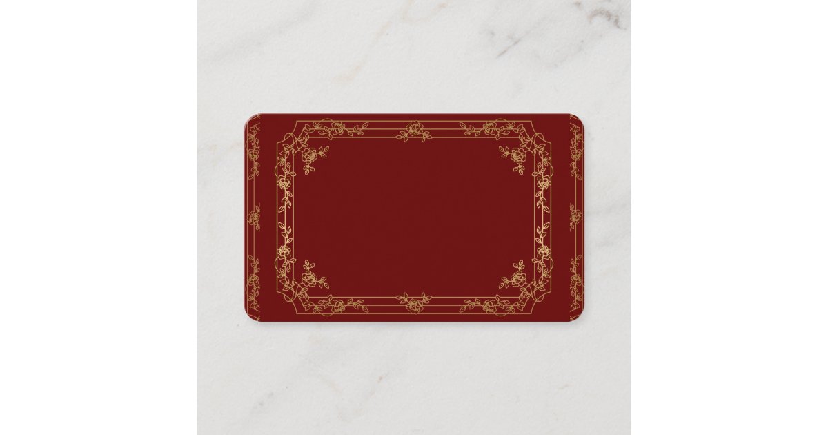 Gold Fancy Frame Border on a Red Brown Business Card | Zazzle