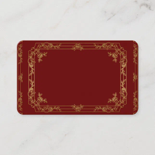 Gold Fancy Frame Border on a Red Brown Business Card | Zazzle