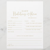 Gold Fancy Script Baby Predictions & Advice Cards | Zazzle