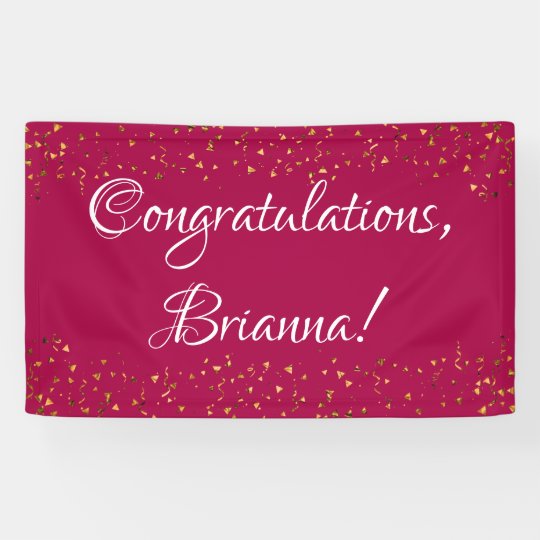 Gold Faux Confetti, Raspberry Pink Congratulations Banner | Zazzle.com