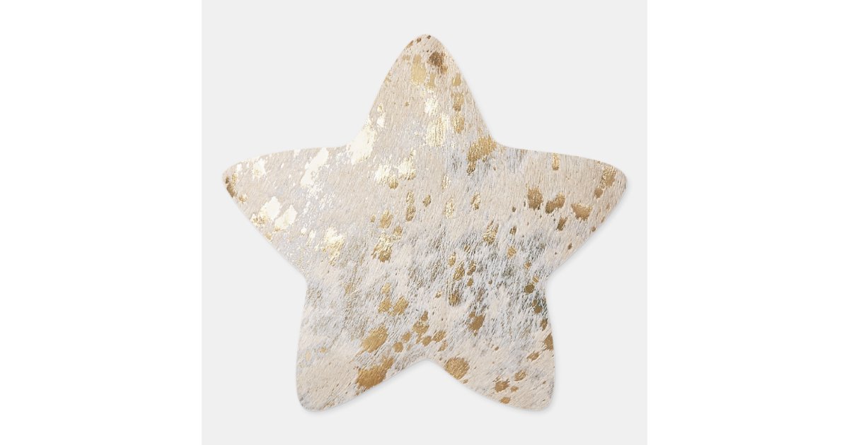 Gold Faux Cowhide Print Metallic Cowgirl Western Star Sticker | Zazzle