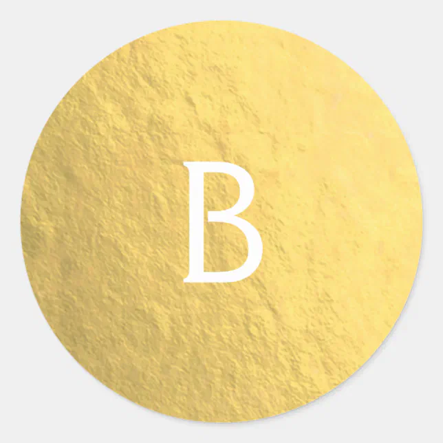 Gold Faux Foil Elegant Modern Glam Monogram Custom Classic Round ...