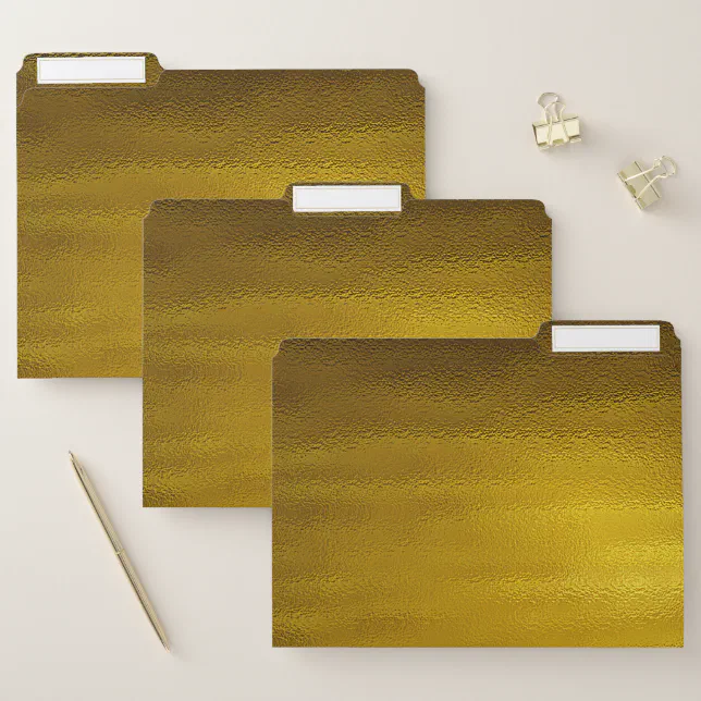 Gold faux foil metallic shine golden chic file folder | Zazzle
