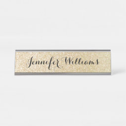 Gold Faux Glitter Custom Name Desk Name Plate | Zazzle
