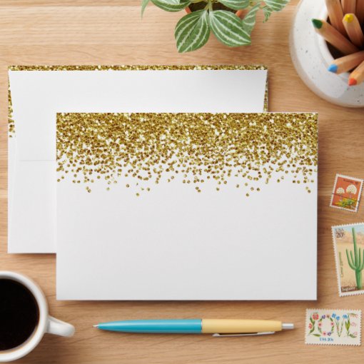 Gold Faux Glitter Envelope | Zazzle
