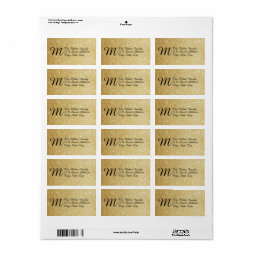Gold Faux Glitter Monogram Address Labels | Zazzle