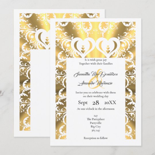 Gold faux paper cut filigree lace wedding invitation | Zazzle.com