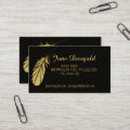Gold Feather Pen Black Classic Notary Business Card | Zazzle