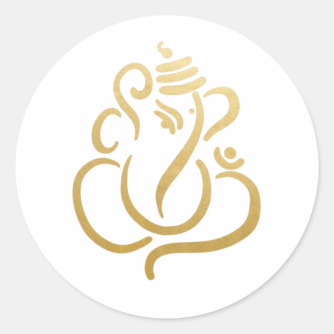 Gold Festive Ganesh | Indian God Classic Round Sticker | Zazzle