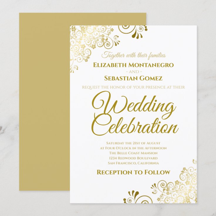 Gold Filigree Chic Elegant Formal Wedding Invitation | Zazzle