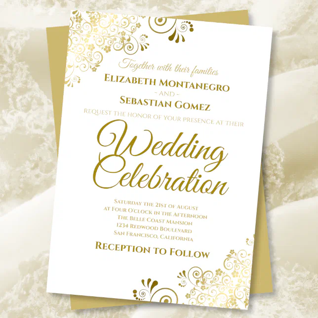Gold Filigree Chic Elegant Formal Wedding Invitation | Zazzle