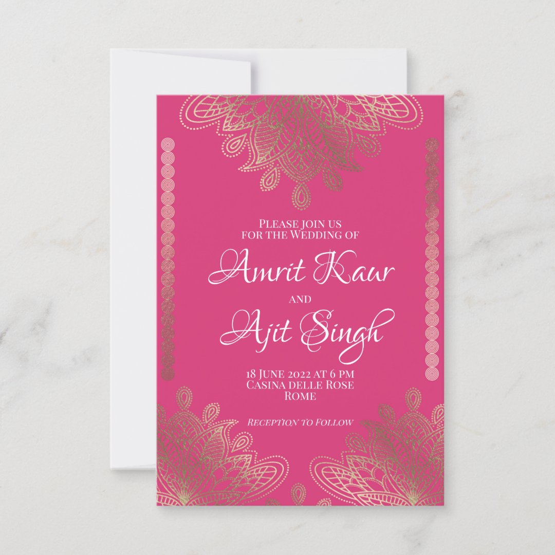 Gold Filigree Indian Invitation | Zazzle