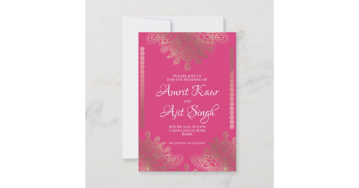 Gold Filigree Indian Invitation | Zazzle