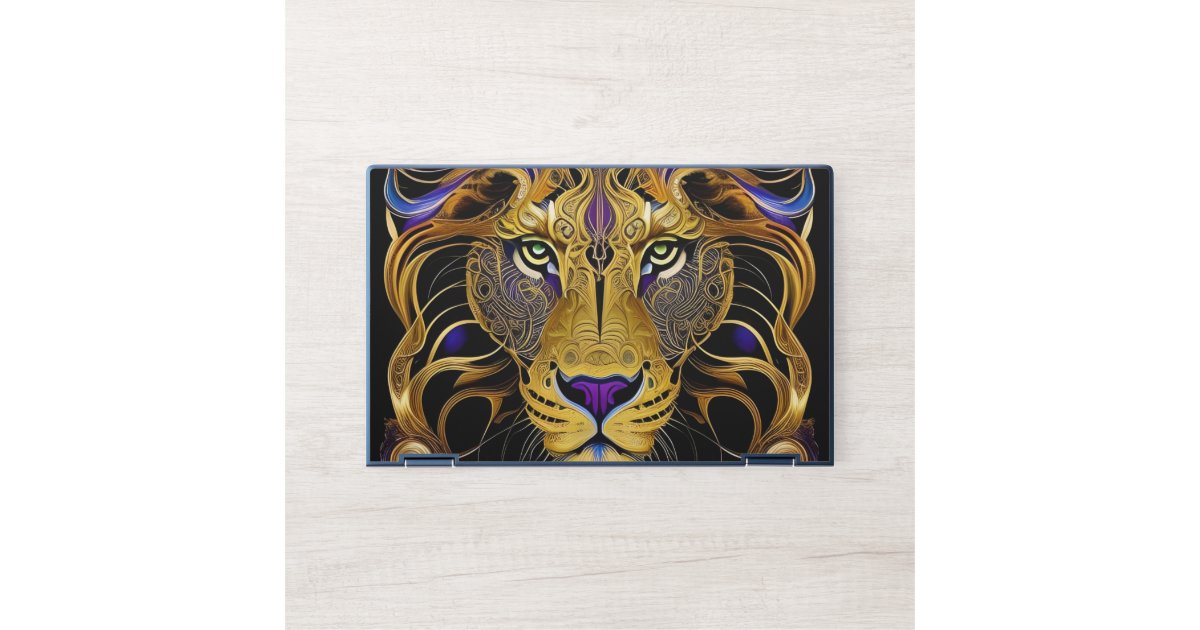 Gold Filigree Lion HP Laptop Skin | Zazzle