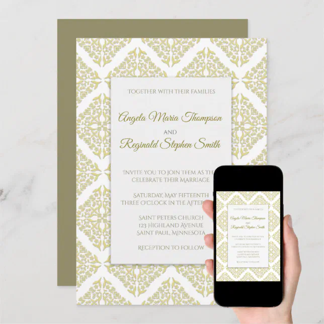 Gold Filigree Wedding Invitation | Zazzle