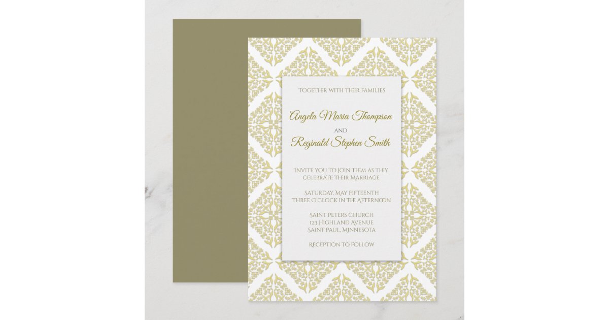Gold Filigree Wedding Invitation | Zazzle