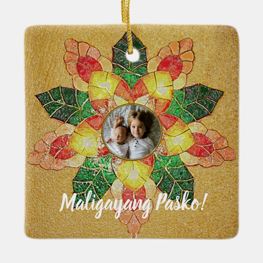 Gold Filipino Parol Style, Philippines Ceramic Ornament | Zazzle