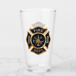 Gold Fire Department Firefighter Badge Glass | Zazzle
