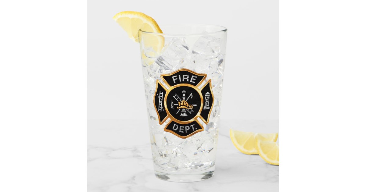 Gold Fire Department Firefighter Badge Glass | Zazzle