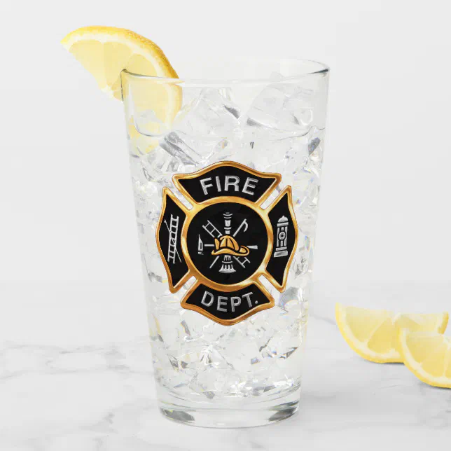 Gold Fire Department Firefighter Badge Glass | Zazzle
